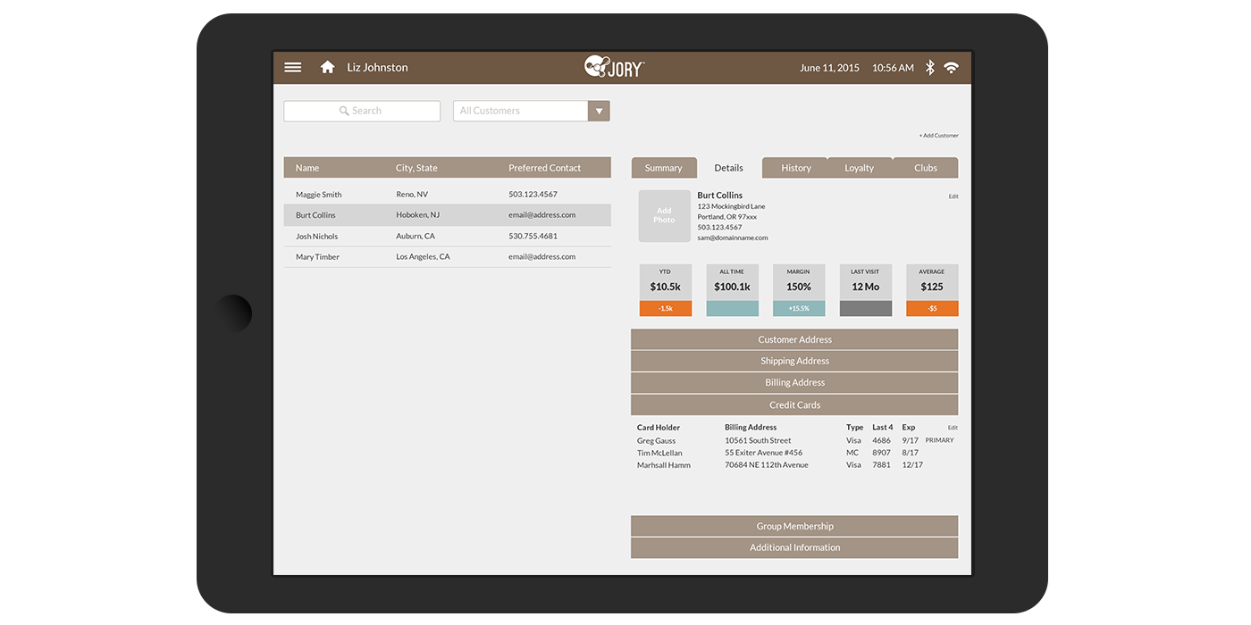 Jory | User Interface Design | Shop